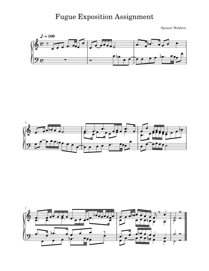Fugue Exposition Assignment Sheet music for Piano (Solo) | Musescore.com