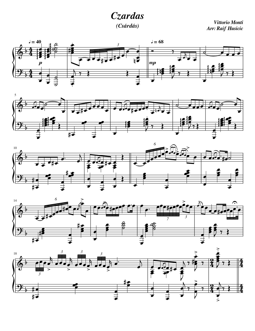 Czardas Sheet music for Piano (Solo) | Musescore.com