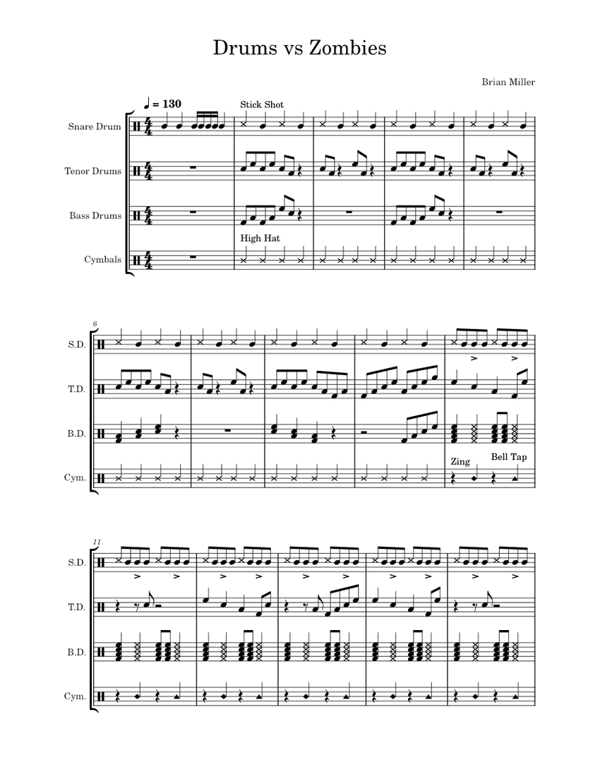 Crazy Dave (Intro Theme) – Laura Shigihara Drums vs Zombies Sheet music ...