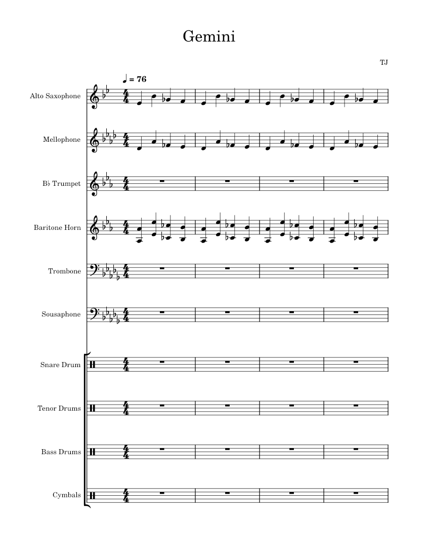 Gemini Sheet music for Trombone, Mellophone, Saxophone alto, Trumpet in b-flat & more ...