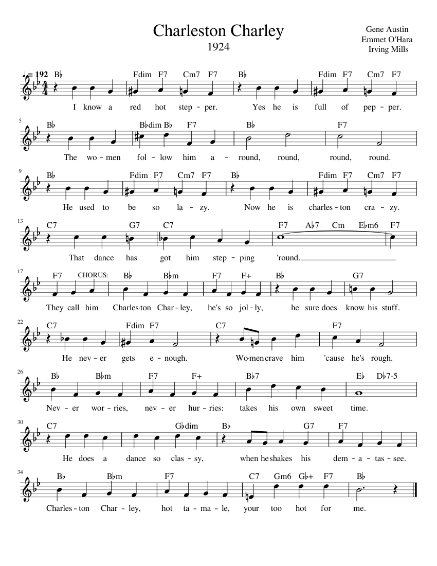 Charleston Charley Sheet music for Piano (Solo) Easy | Musescore.com