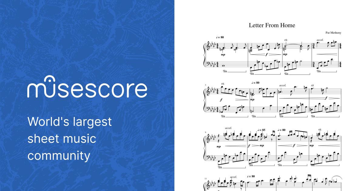 Letter From Home Sheet Music for Piano (Solo) | MuseScore.com