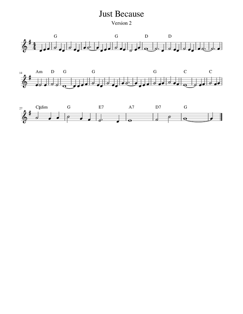 Just Because Sheet music for Piano (Solo) | Musescore.com