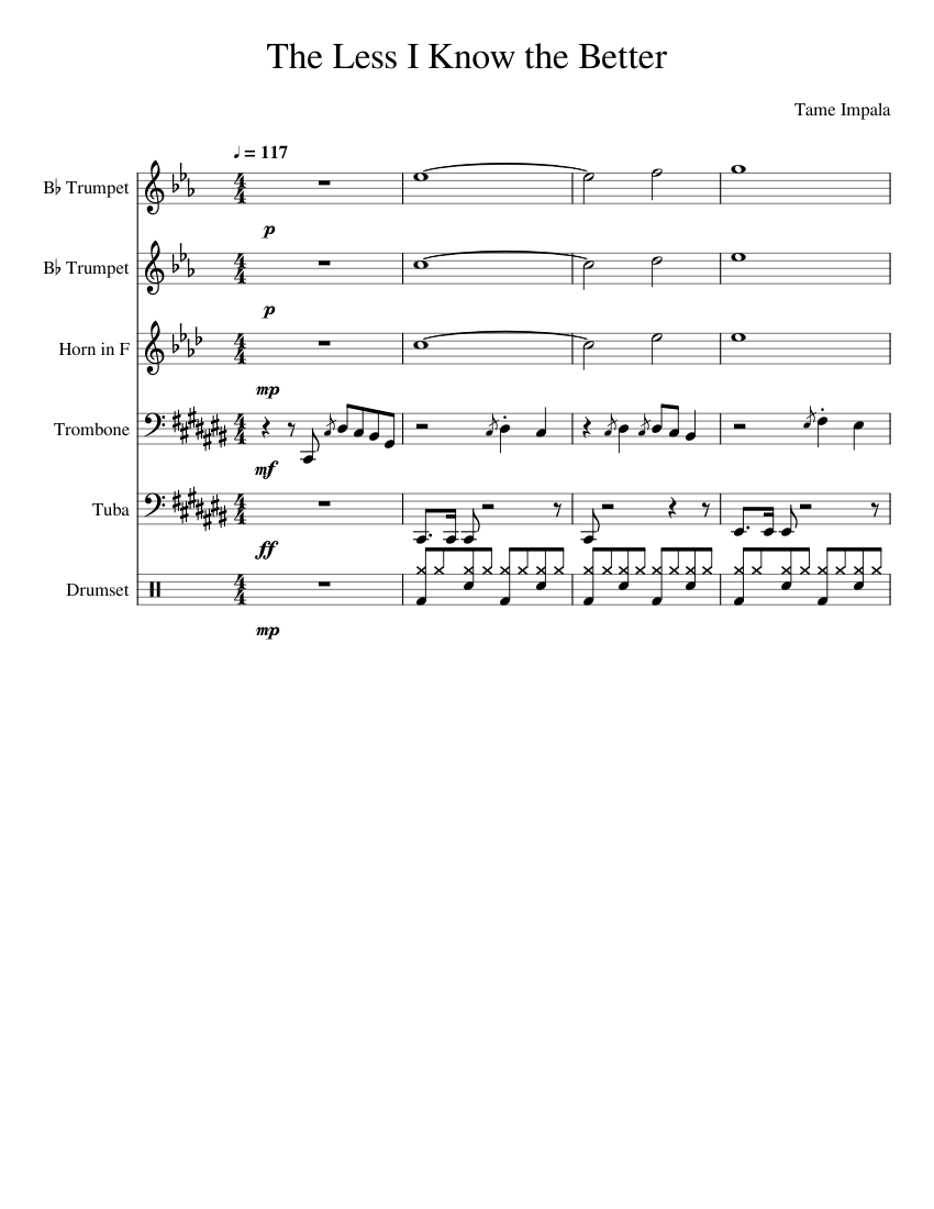The Less I Know the Better Brass Arrangement Sheet Music for Trombone ...