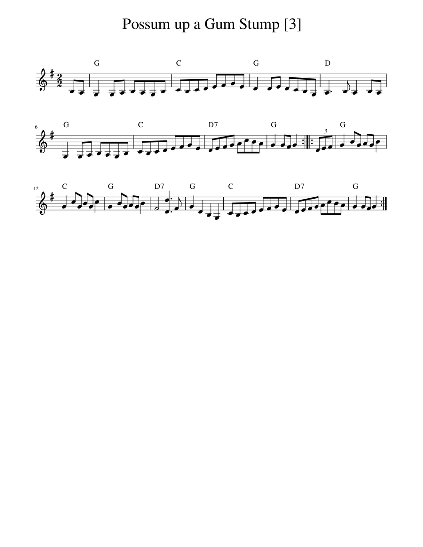 Possum up a Gum Stump Sheet music for Piano (Solo) Easy | Musescore.com