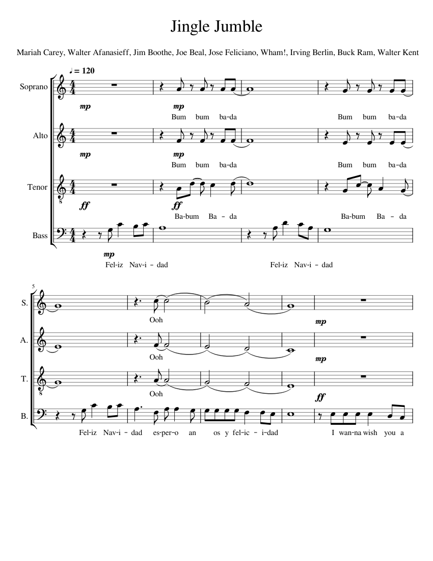 Jingle Jumble Tenor FN Sheet Music for Soprano, Alto, Tenor, Bass voice ...