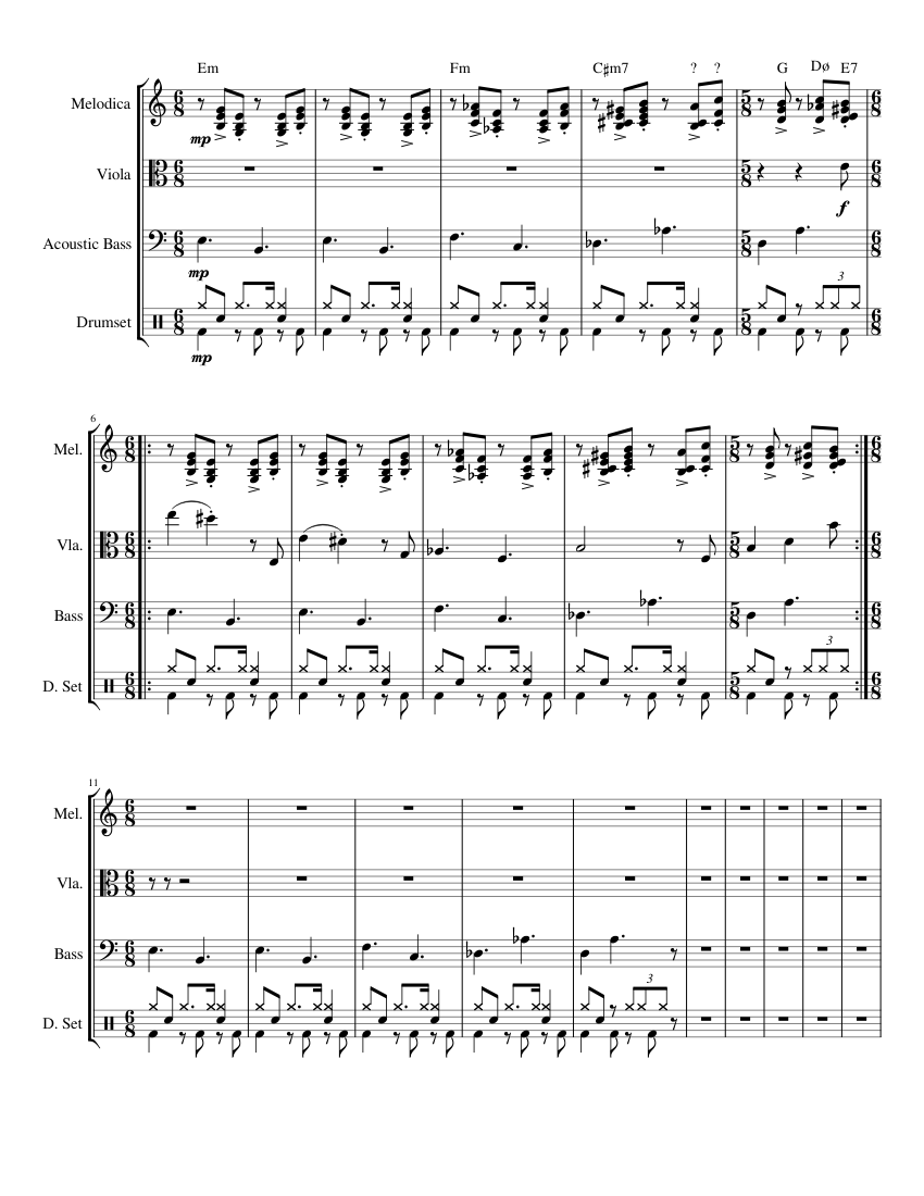 Confusing Space Dance Sheet music for Viola, Bass guitar, Drum group ...