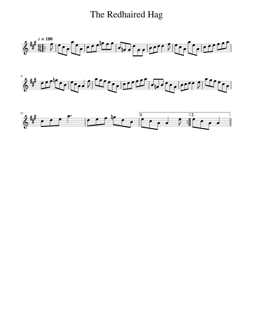 The Redhaired Hag Sheet music for Piano (Solo) Easy | Musescore.com