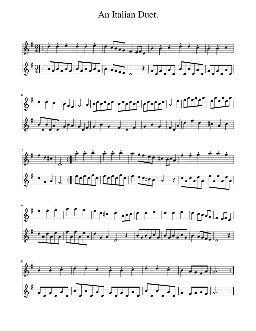 An Italian Duet. Sheet music for Flute piccolo (Woodwind Duet ...