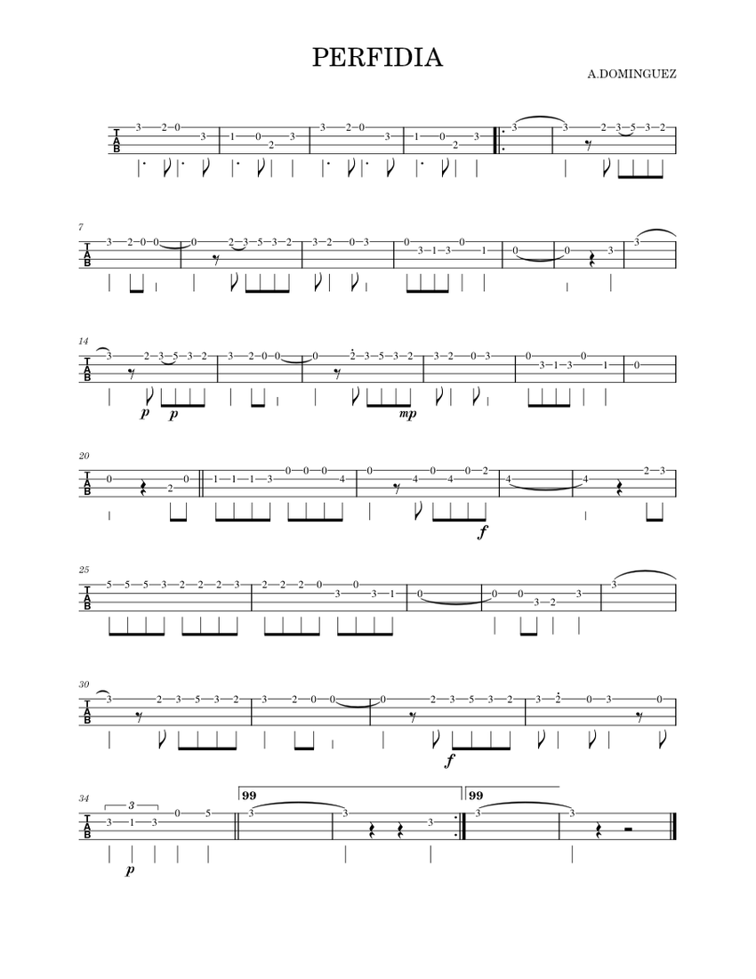 Perfidia Ukelele Sheet music for Ukulele (Solo) | Musescore.com