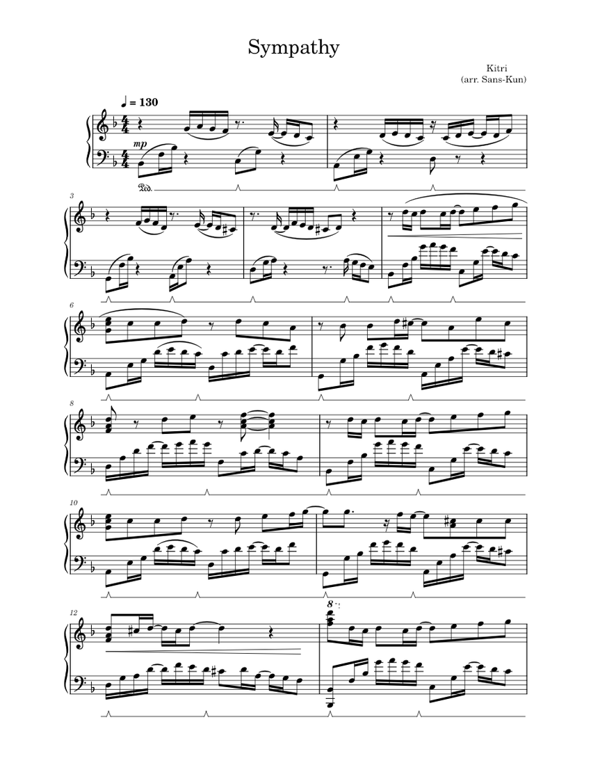 Sympathy – Kitri Sympathy - Kitri (Piano Solo) Sheet music for Piano ...