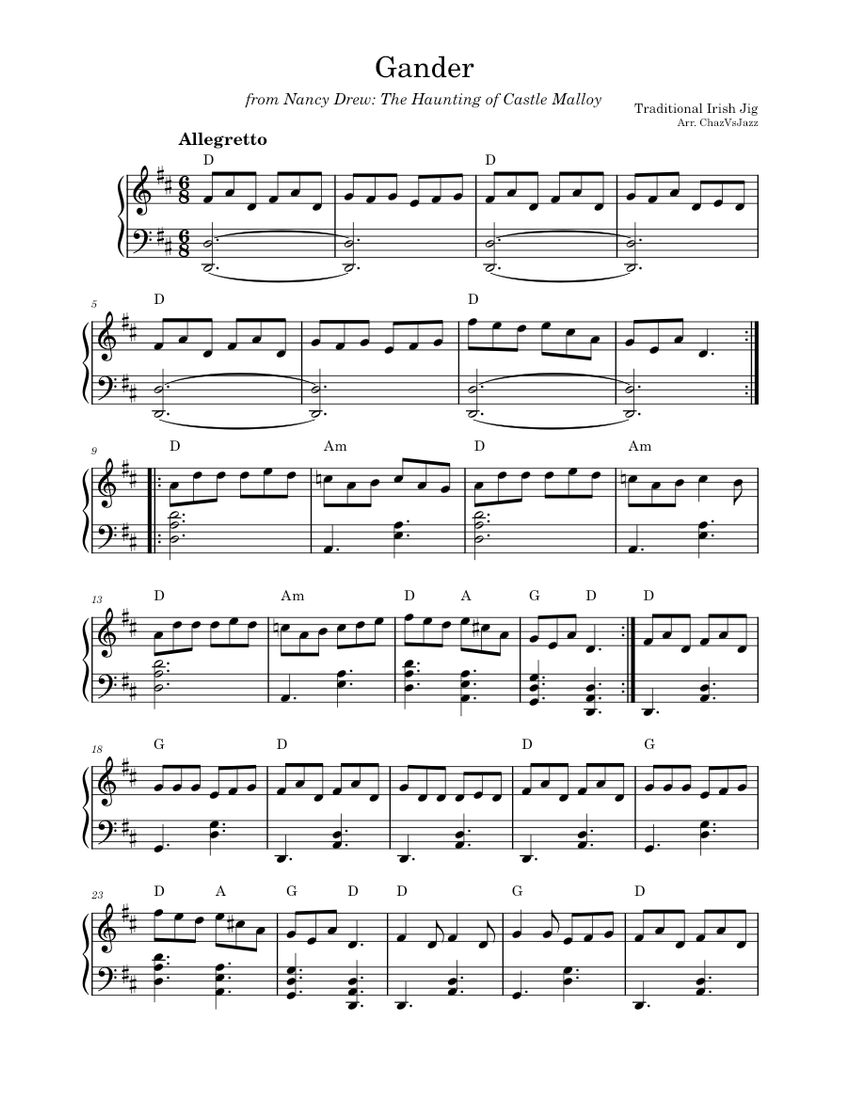 Gander Sheet Music for Piano (Solo) Easy | MuseScore.com