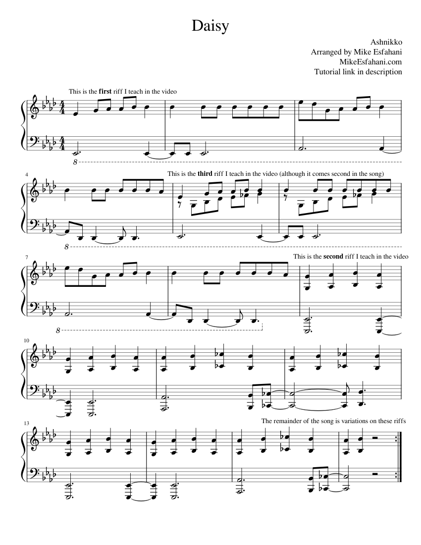 Ashnikko - Daisy Sheet Music for Piano (Solo) Easy | MuseScore.com