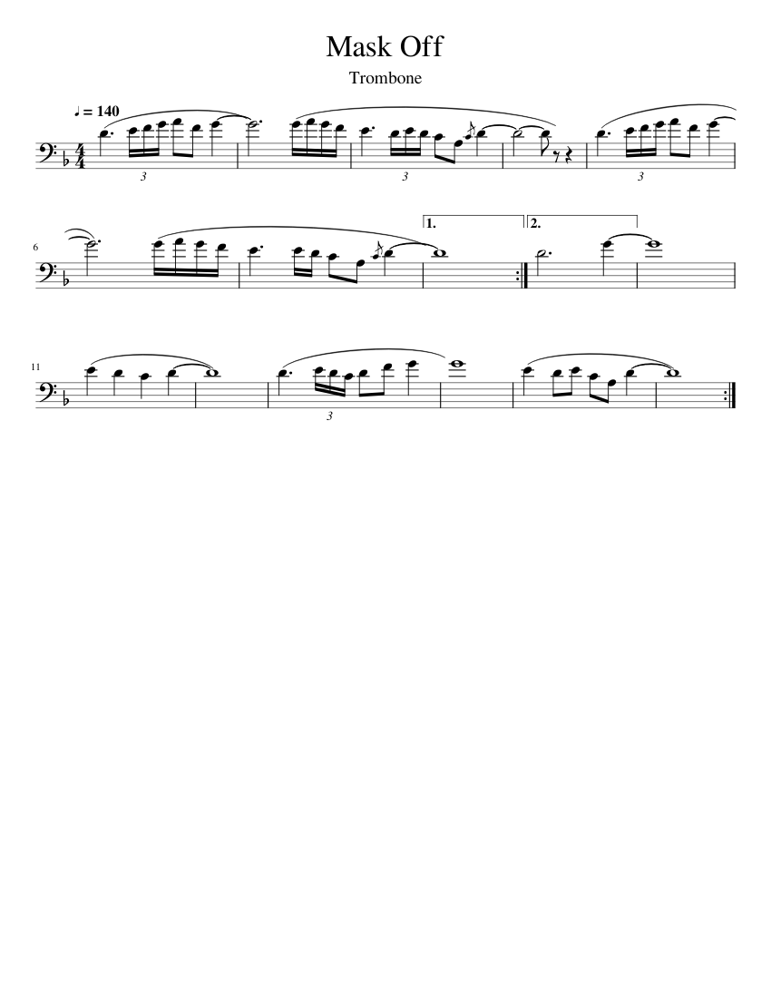 Mask_Off Trombone Sheet music for Trombone (Solo) | Musescore.com