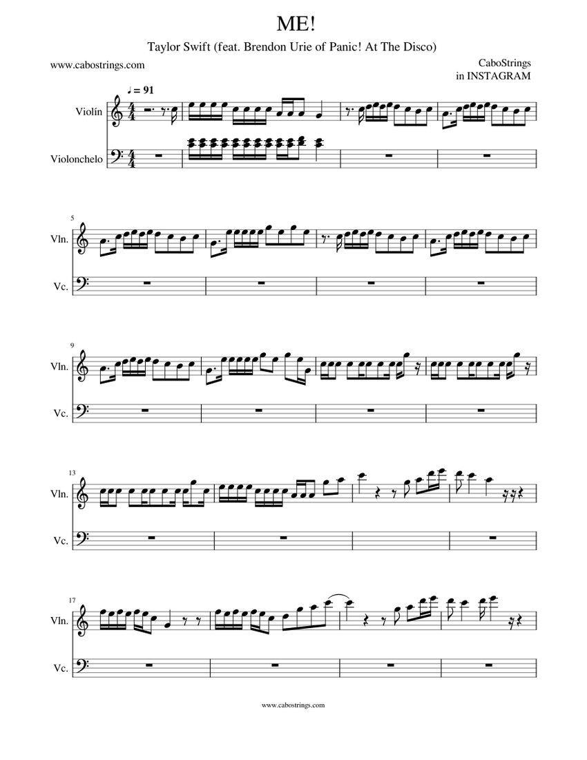 ME! - Taylor Swift (feat. Brendon Urie of Panic! At The Disco) Sheet ...