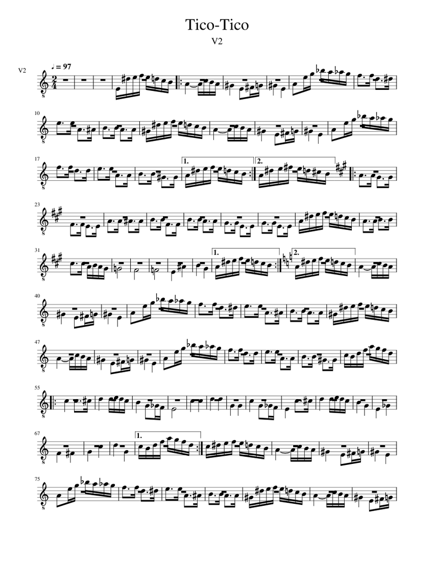 Tico-Tico V2 Sheet music for Guitar (Solo) | Musescore.com