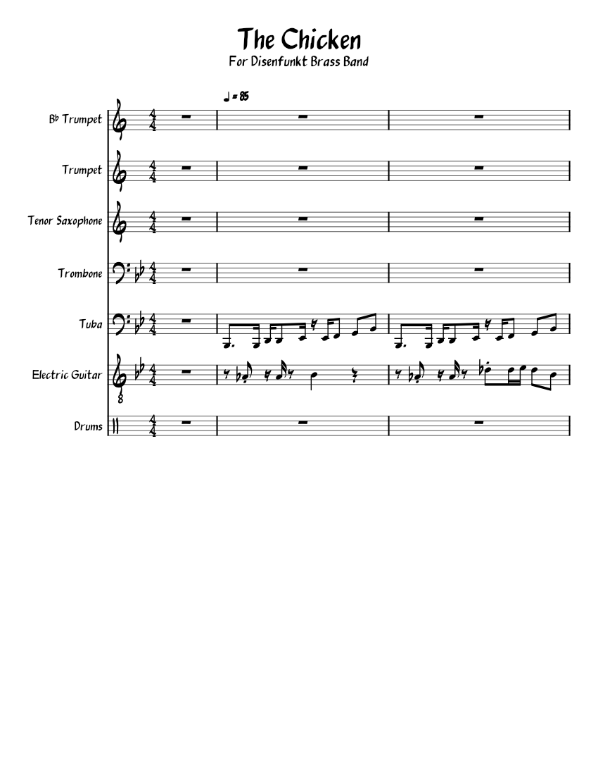 The_Chicken Sheet Music for Trombone, Tuba, Saxophone tenor, Trumpet in ...