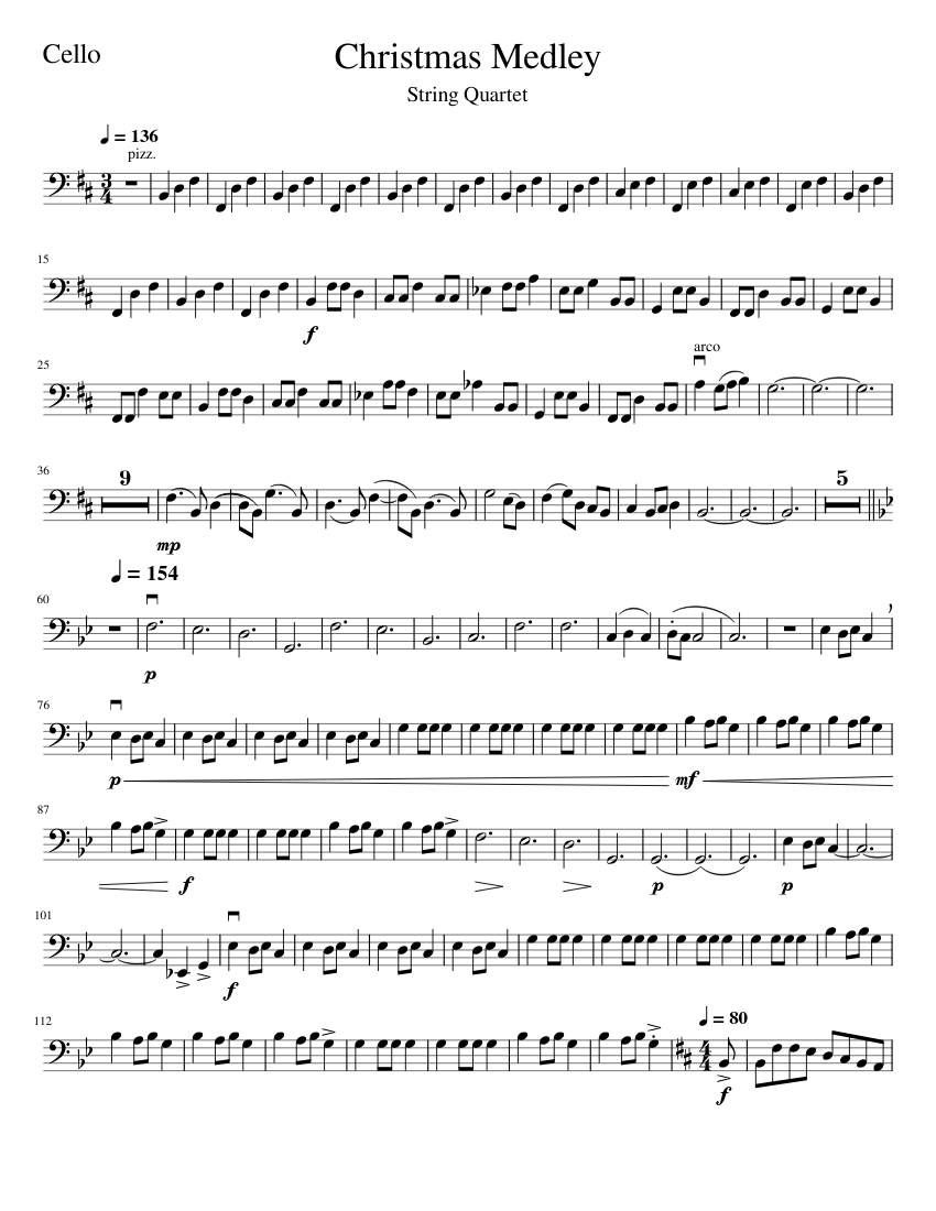 Christmas Medleyv2-Cello Sheet Music for Cello (Solo) | MuseScore.com