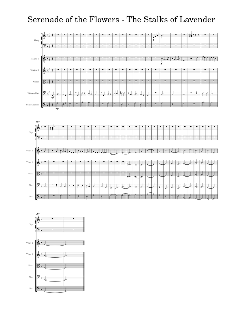Serenade of the Flowers - The Stalks of Lavender Sheet music for Harp, Strings group (String ...