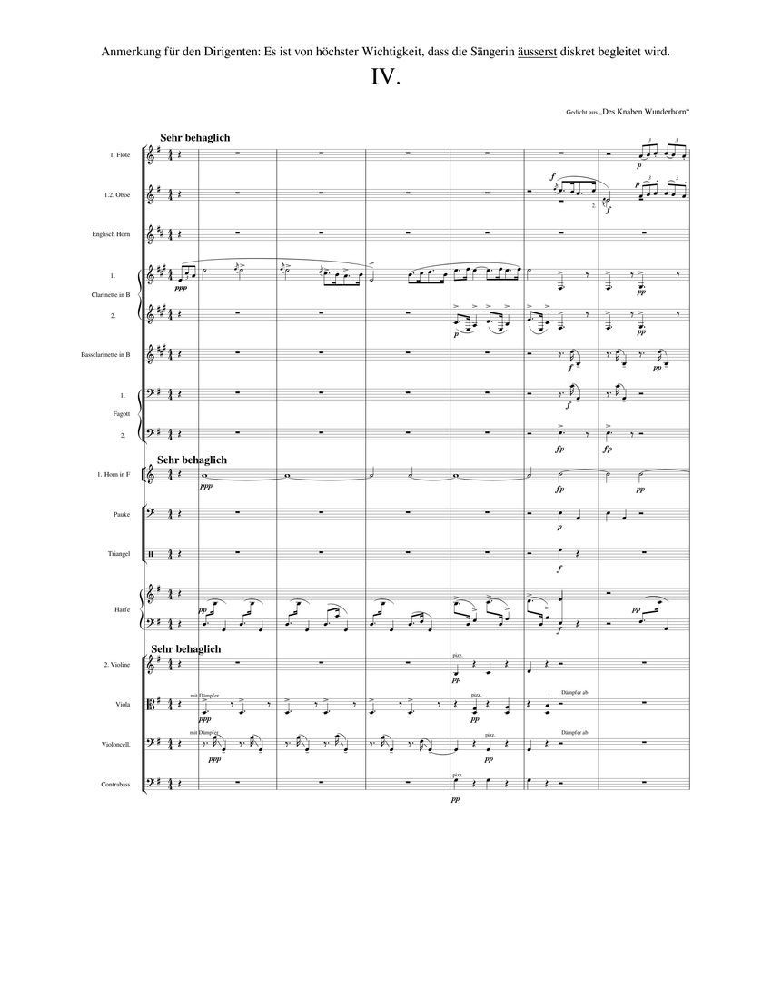 Mahler Symphony No. 4, 4th Movement Sheet Music for Soprano, Flute piccolo, Flute, Oboe & more ...