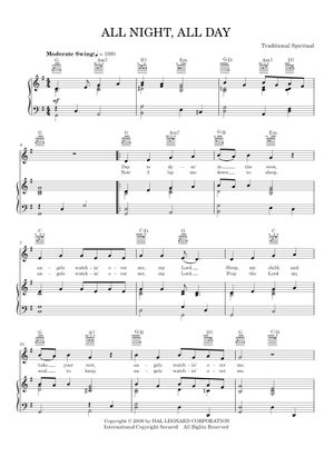 Play Official version of All Night, All Day Sheet Music by Spiritual ...