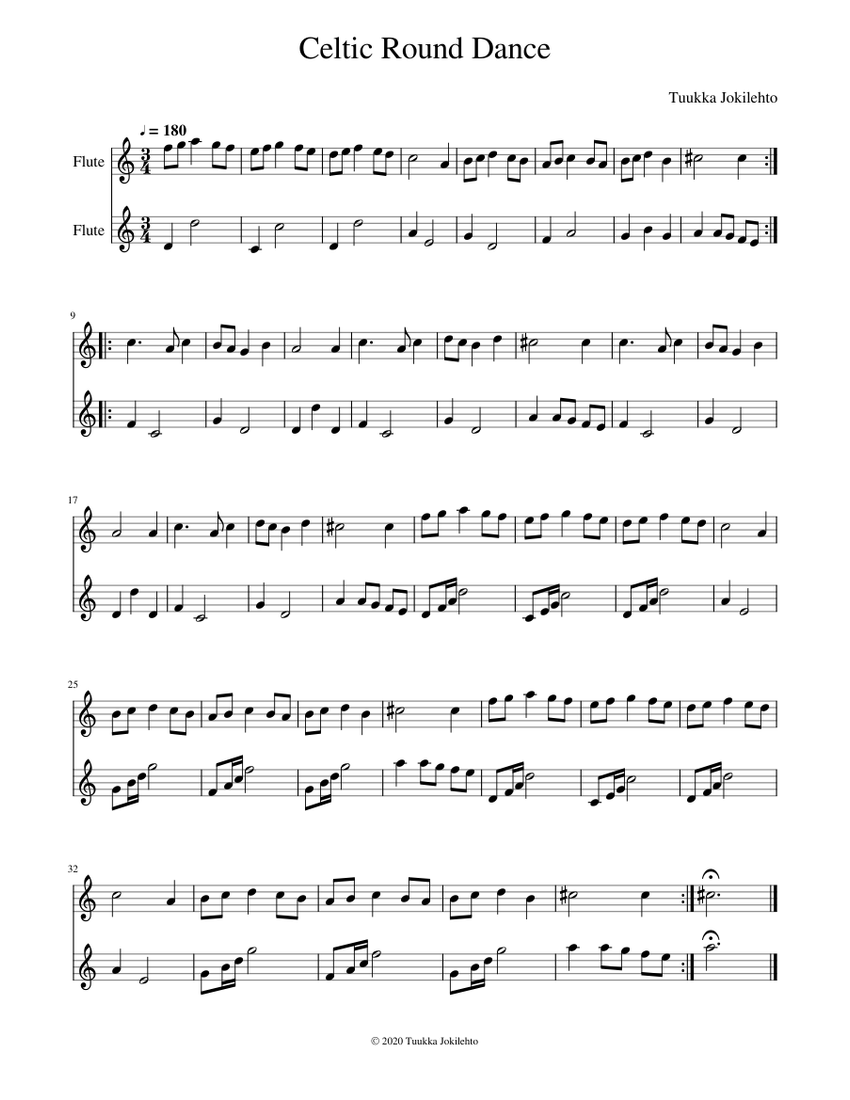 Celtic Round Dance (Flute duet) Sheet Music for Flute (Solo ...