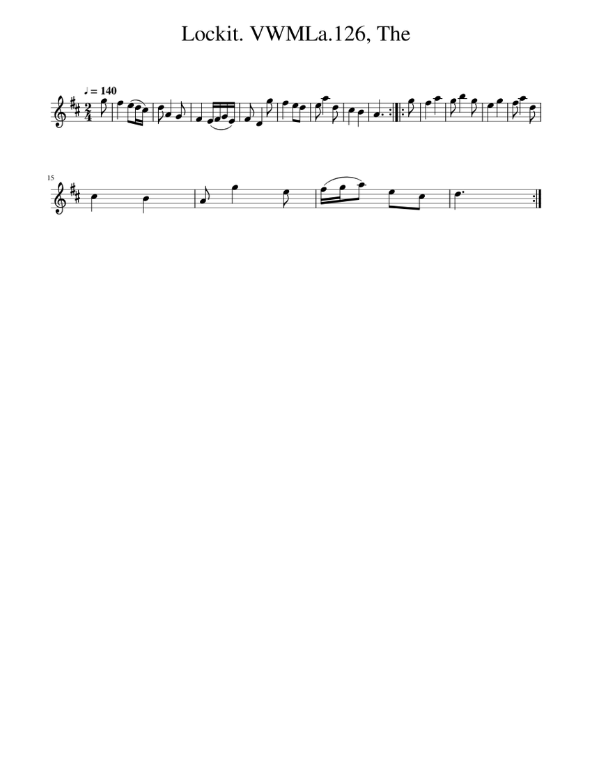 The Lockit. VWMLa.126 Sheet music for Piano (Solo) | Musescore.com