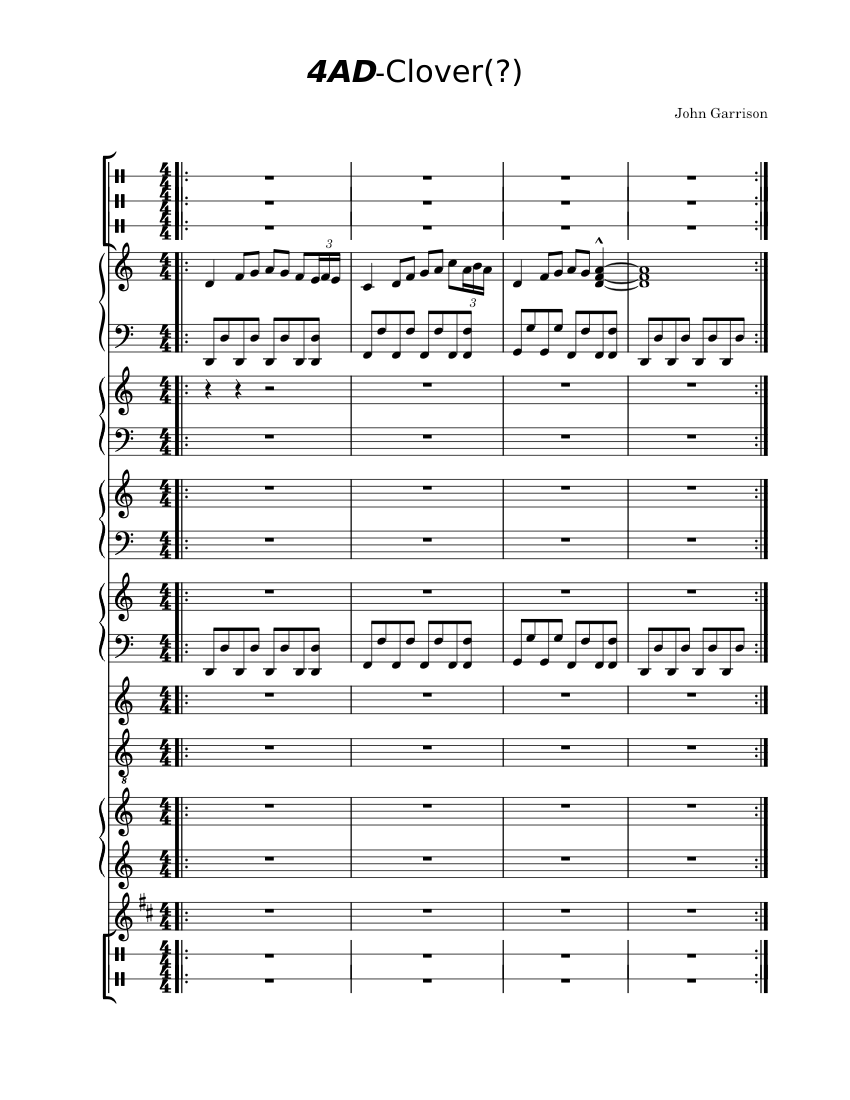 4AD/Clover(?) Sheet music for Piano, Accordion, Vocals, Saxophone tenor & more instruments ...