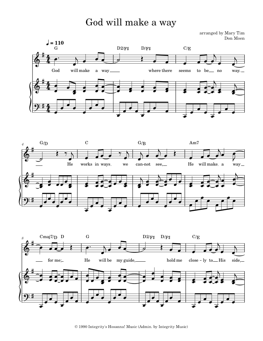 God will make a way – Don Moen Sheet Music with Chords for Piano ...
