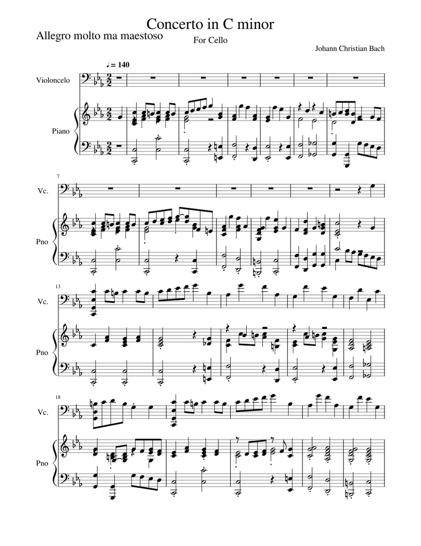 Concerto_in_C_minor - Johann Christian Bach - Cello Sheet Music for ...