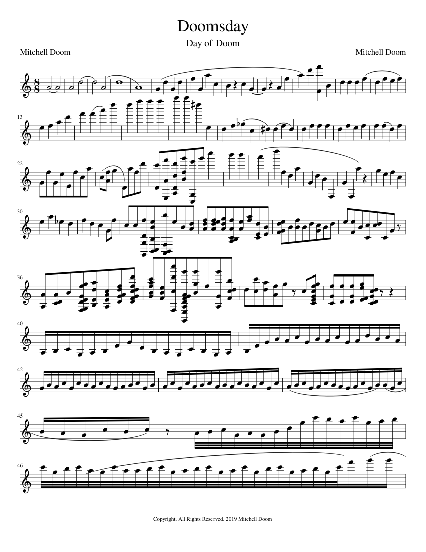 Doomsday version 1.0.0 Sheet music for Piano (Solo) | Musescore.com