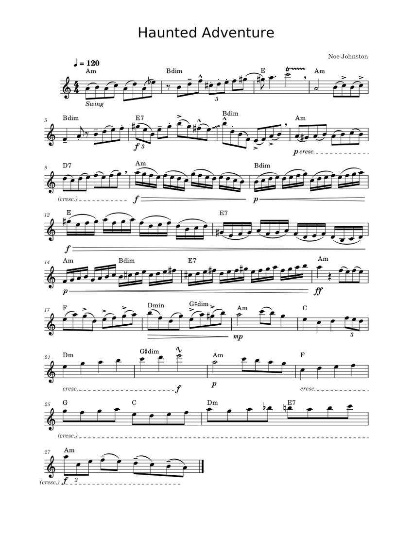 Haunted Tour Sheet music for Saxophone alto (Solo) | Musescore.com