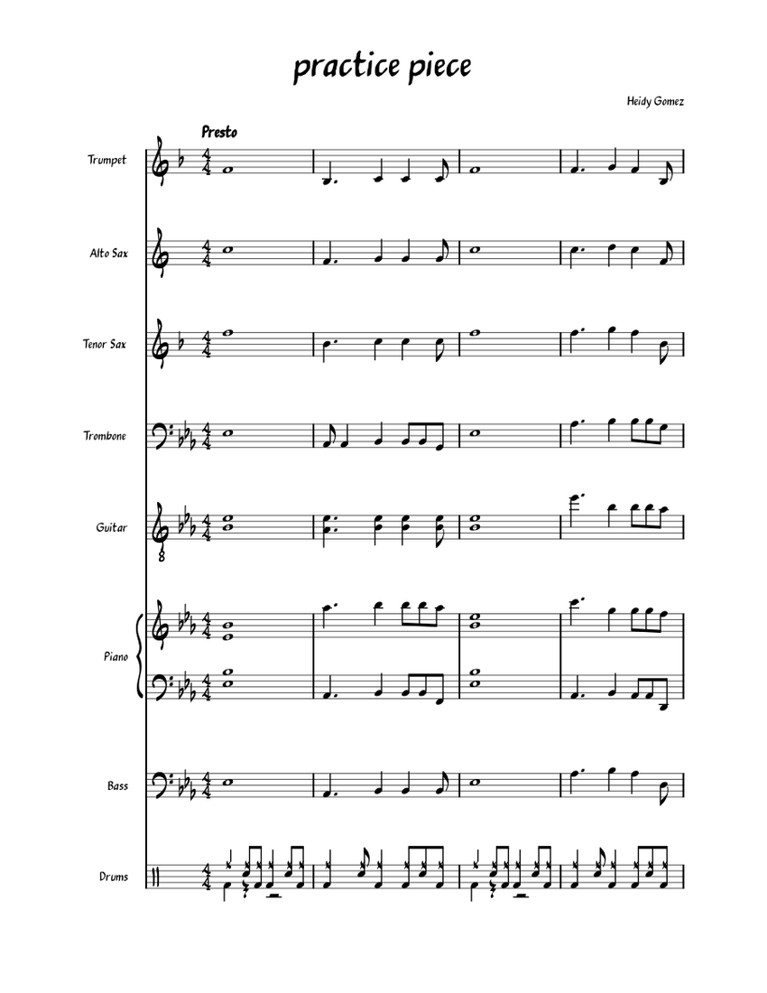 practice_piece Sheet music for Piano, Trombone, Saxophone alto ...