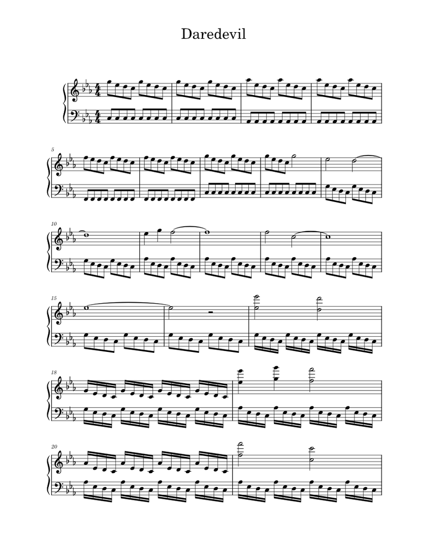 Main theme of Daredevil – John Paesano Sheet music for Piano (Solo ...