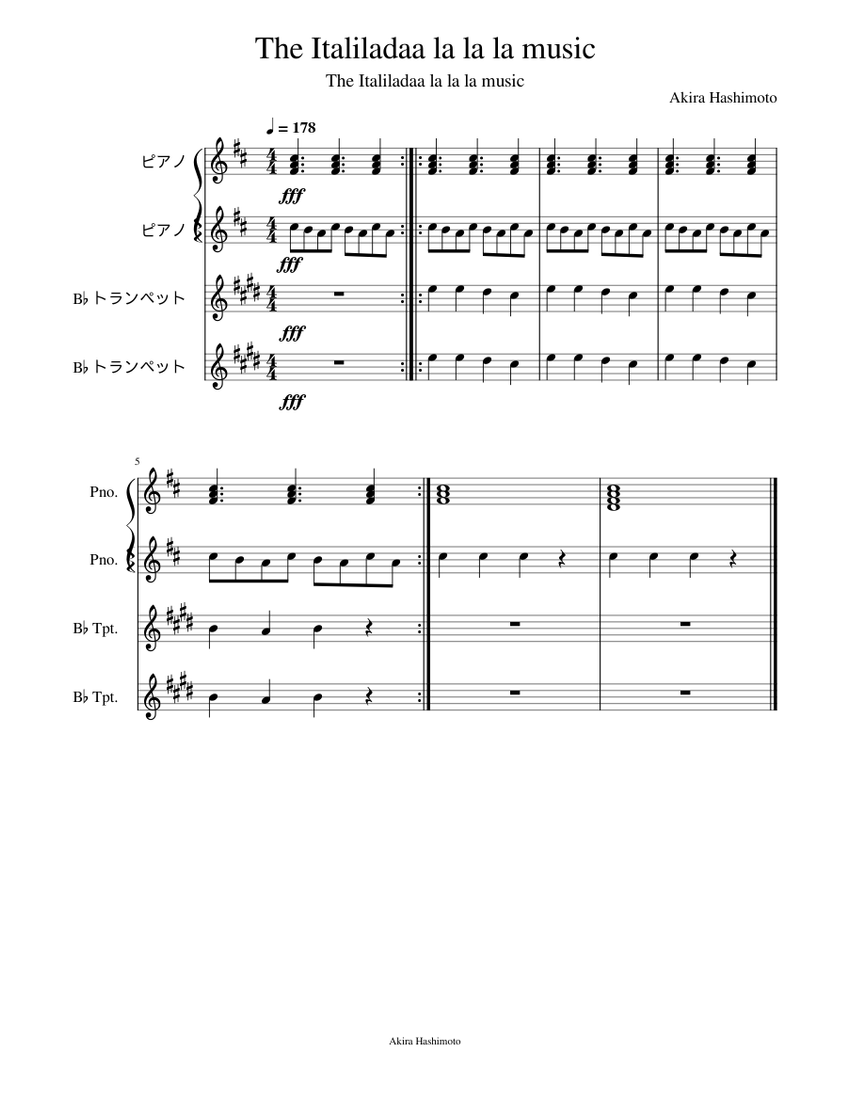 The Italiladaa la la la music Sheet music for Piano, Trumpet in b-flat ...