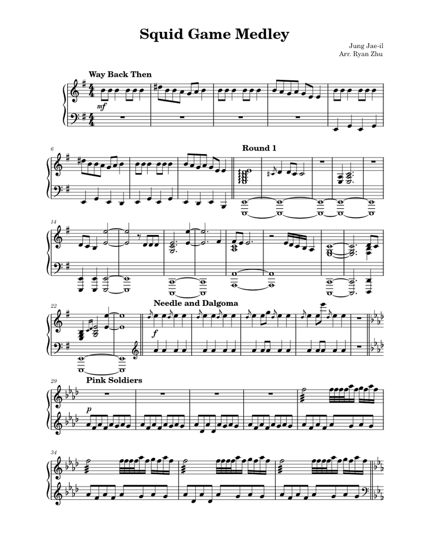 Squid Game Medley Sheet Music for Piano (Solo) | MuseScore.com