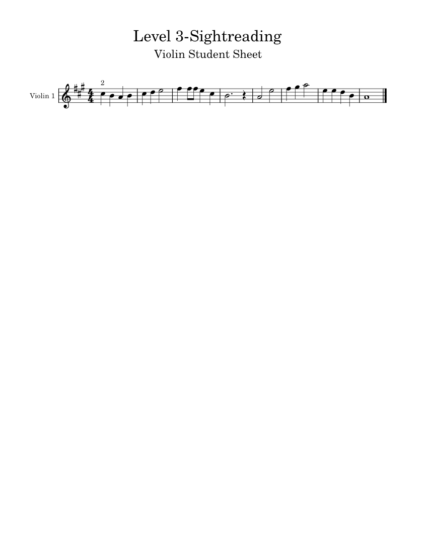 Level 3-Sightreading A Major 2022 Sheet music for Violin (Solo ...