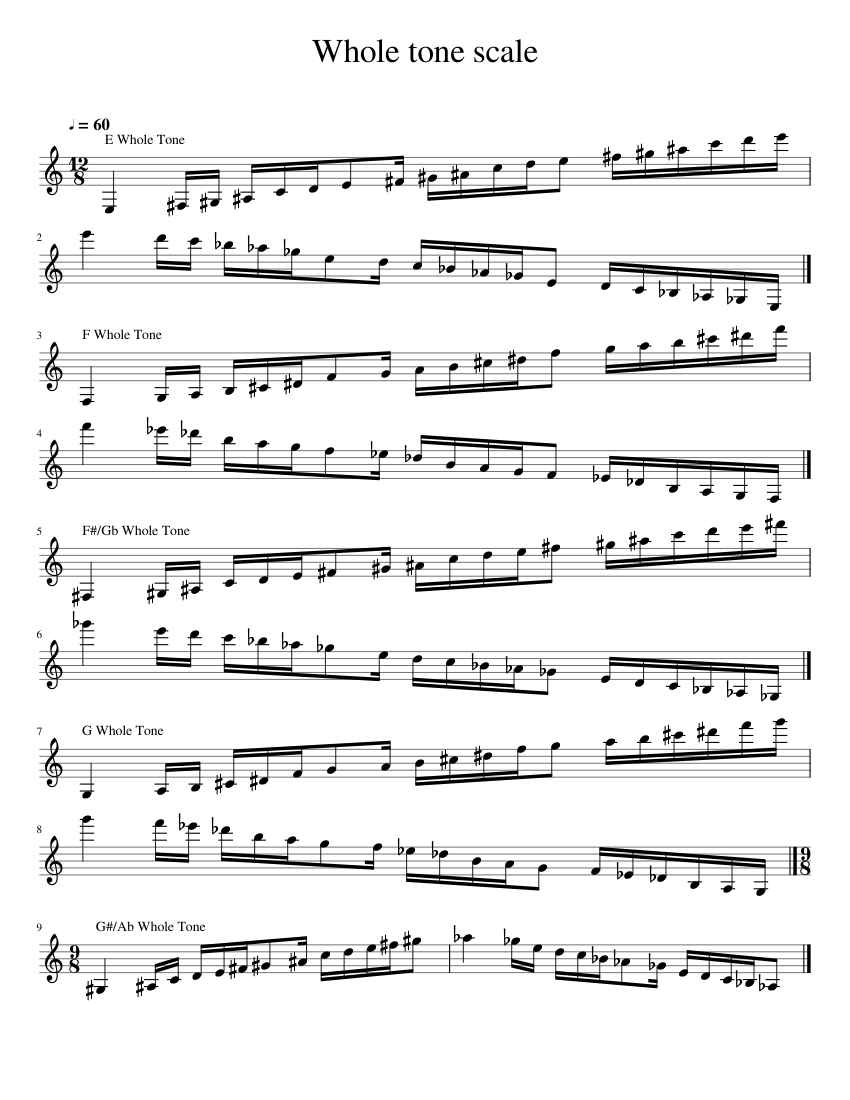 Full Range Whole Tone Scale for Bb Clarinet Sheet Music for Clarinet in b-flat (Solo ...