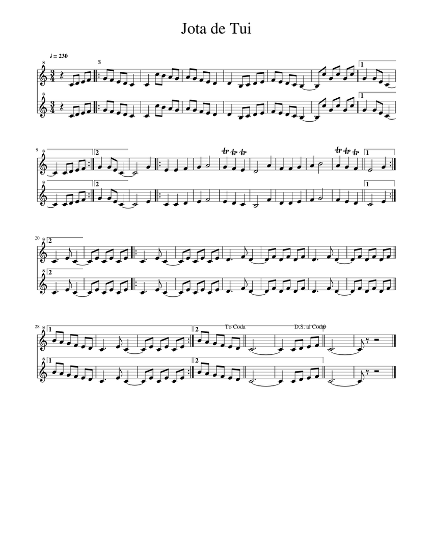 Jota de Tui Sheet music for Pipes (Woodwind Duet) | Musescore.com