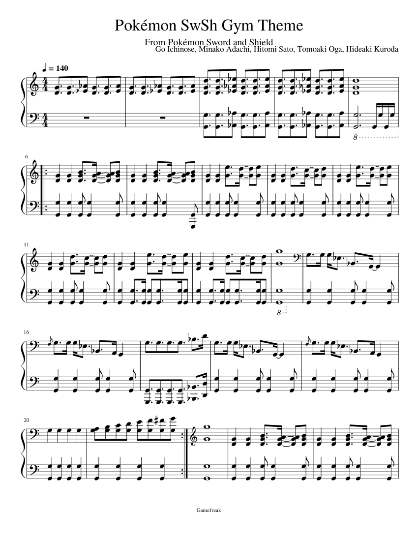 Pokémon SwSh Gym Theme Sheet Music for Piano (Solo) | MuseScore.com