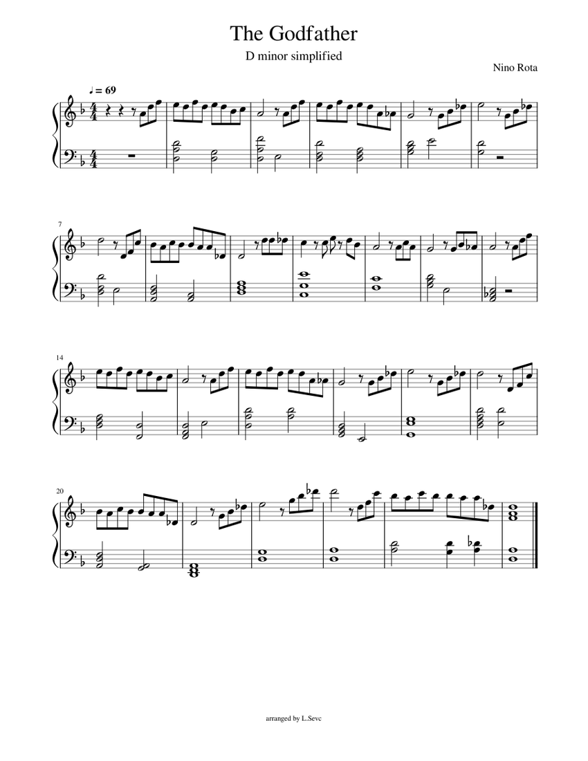 The Godfather Sheet Music for Piano (Solo) Easy | MuseScore.com