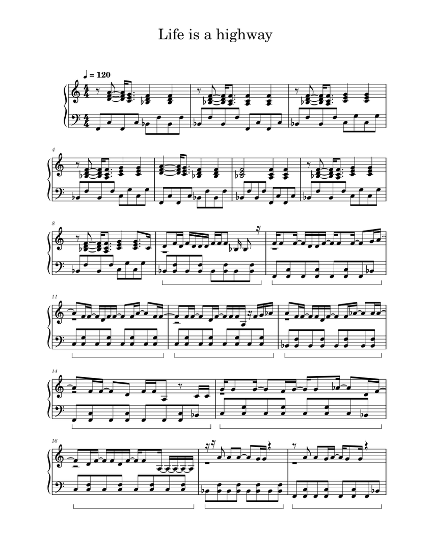 Life Is a Highway – Tom Cochrane Life is a highway Sheet Music for ...
