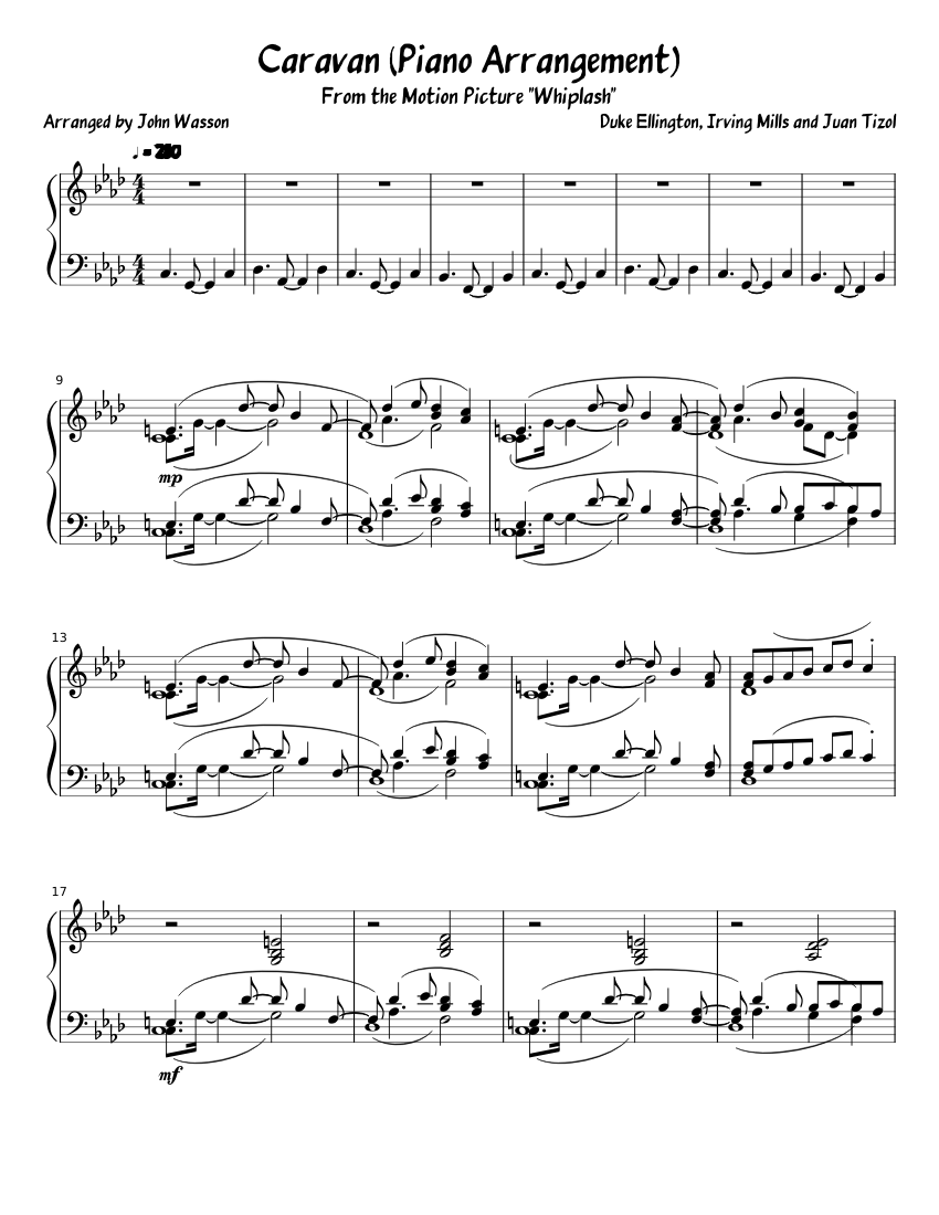 Caravan Piano Arrangement Sheet Music for Piano (Solo) | MuseScore.com