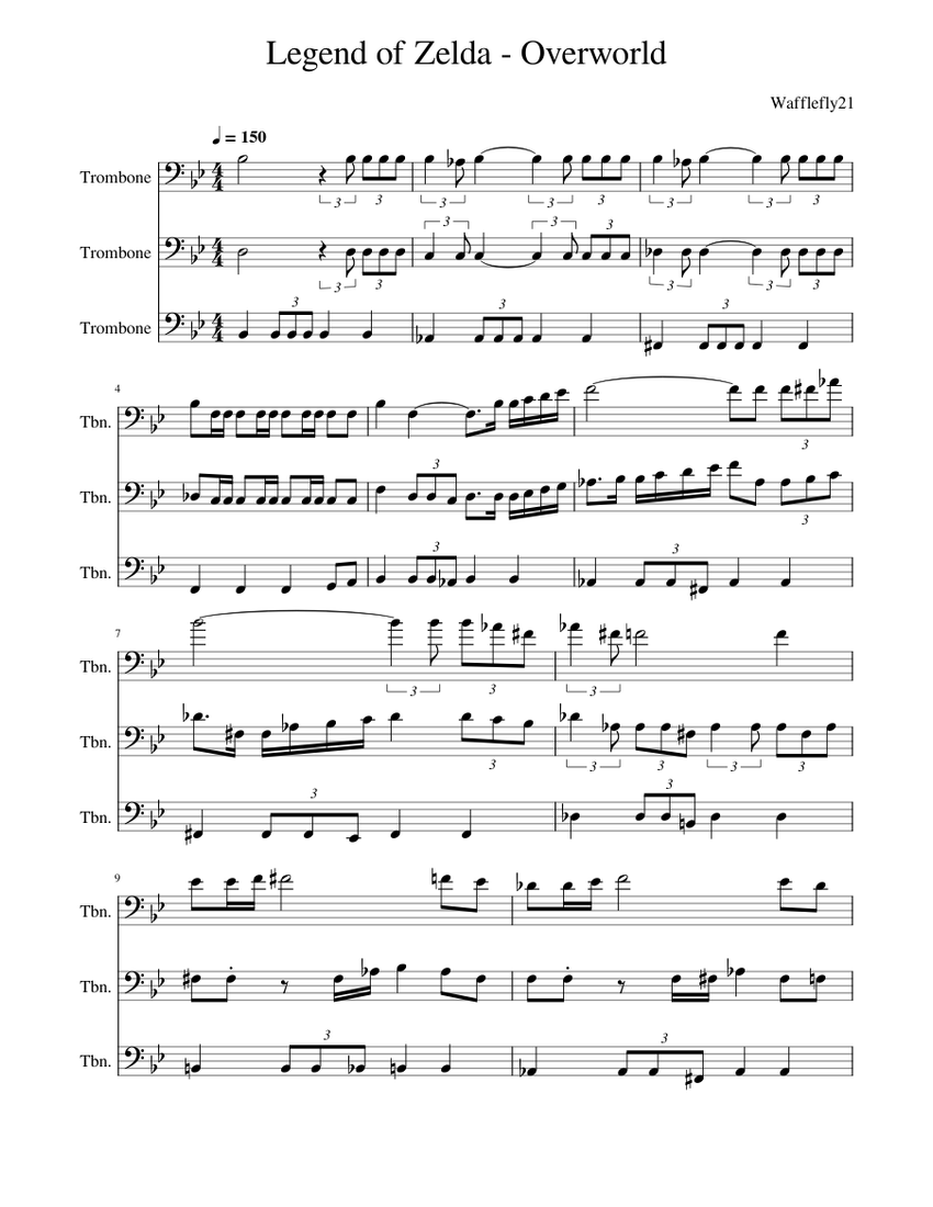 Legend of Zelda - Overworld Sheet music for Trombone (Mixed Trio ...