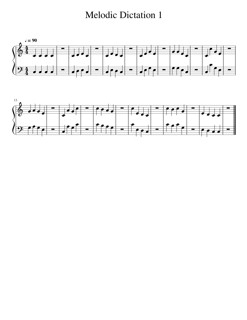 Melodic Dictation 1 Sheet music for Piano (Solo) Easy | Musescore.com