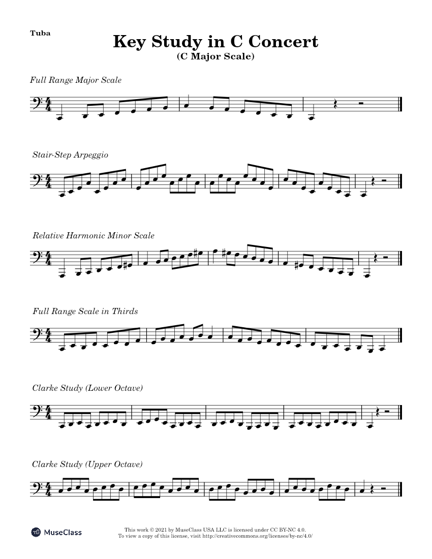 Key Study in C Major for Tuba Sheet music for Tuba (Solo) | Musescore.com