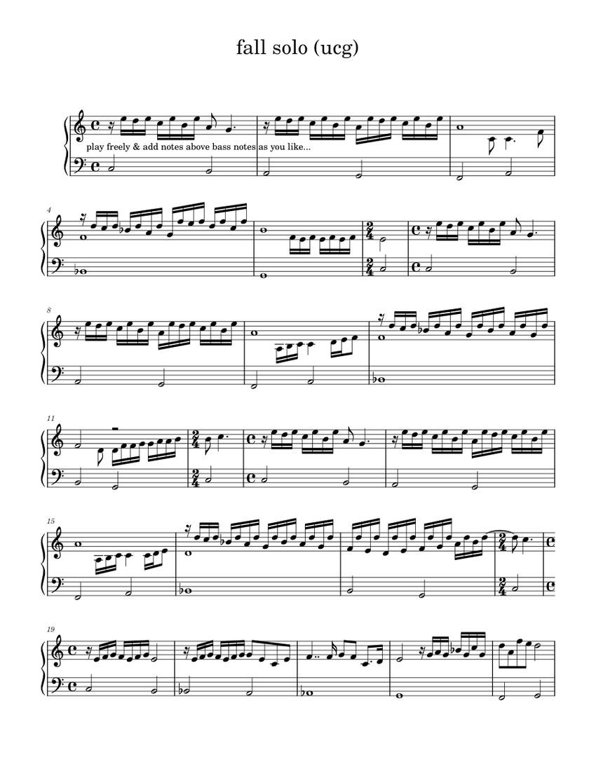 fall solo (ucg) Sheet music for Piano (Solo) Easy | Musescore.com