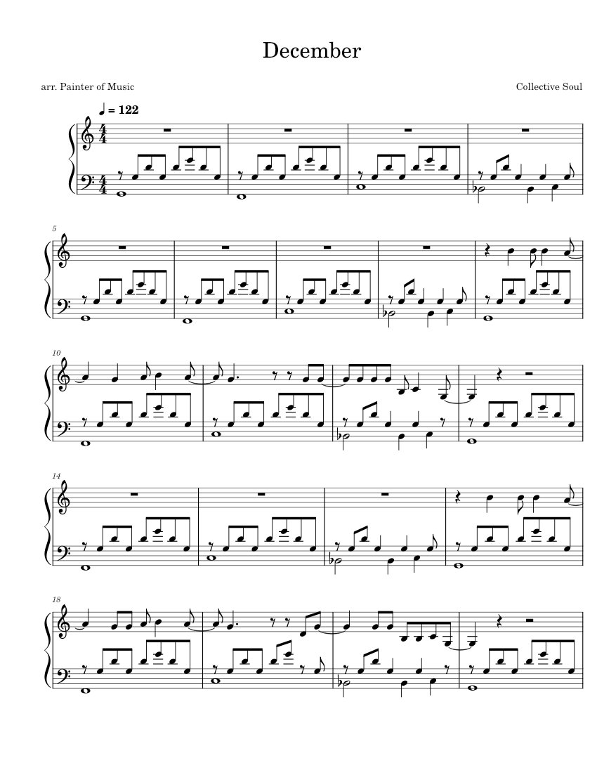 December – Collective Soul Sheet music for Piano (Solo) | Musescore.com