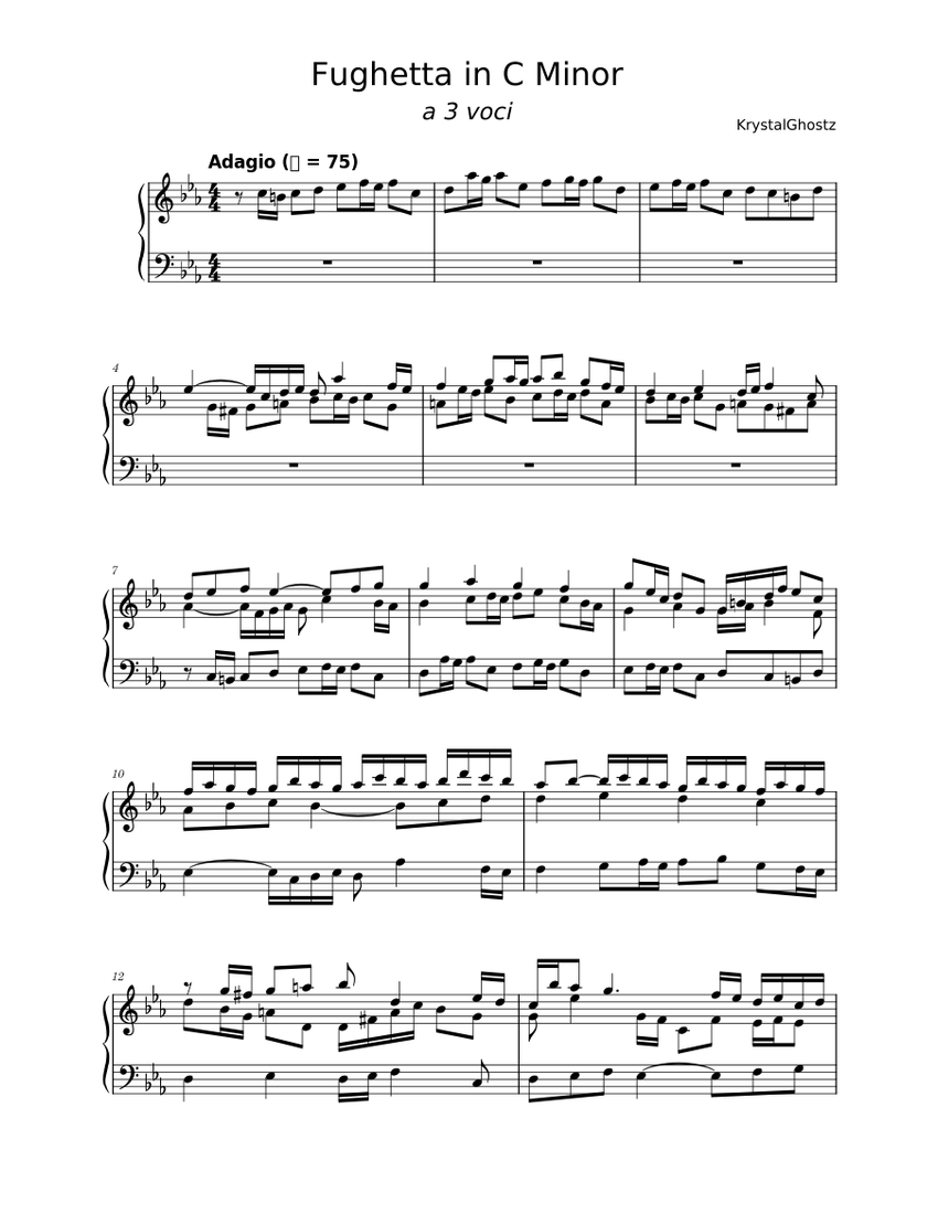 Fughetta_in_C_Minor Sheet music for Piano (Solo) | Musescore.com