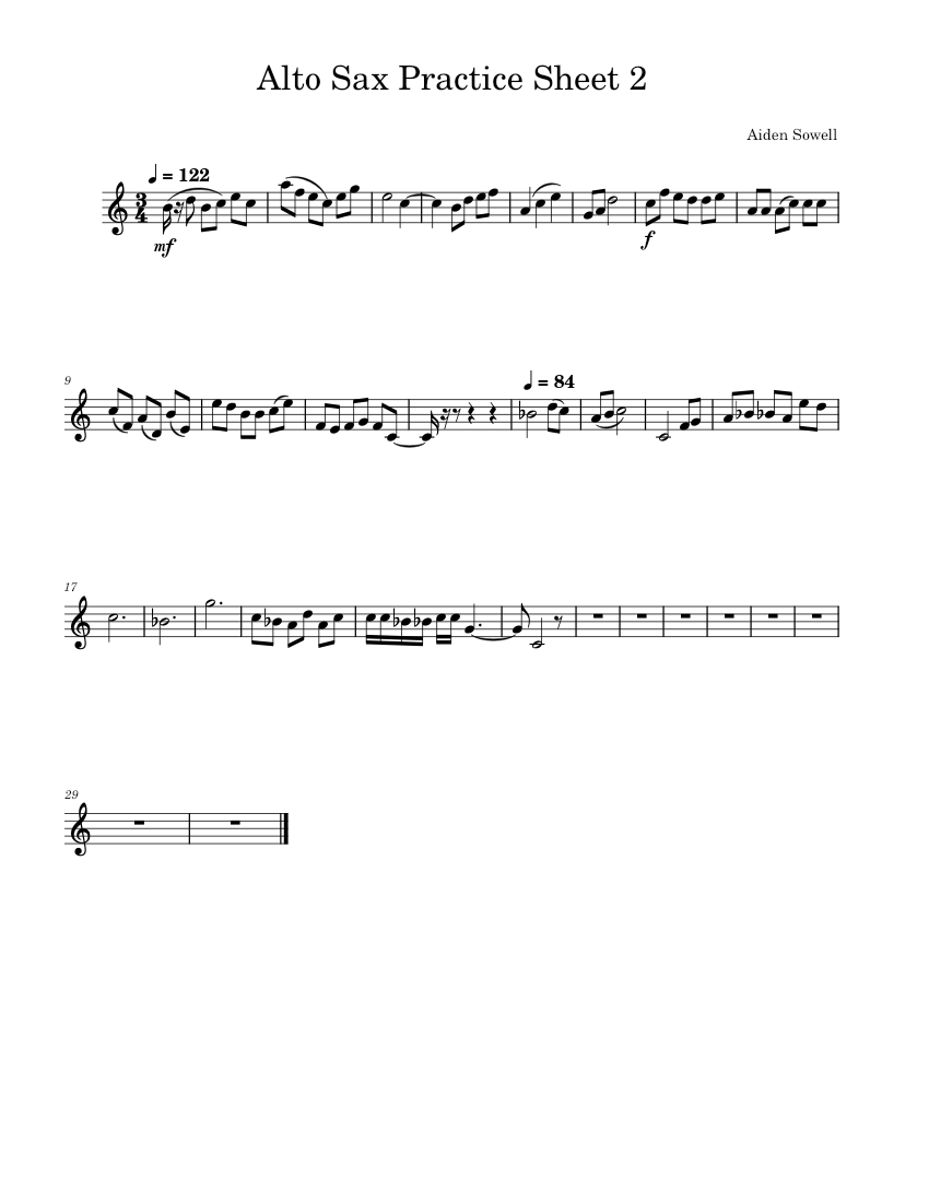 Alto_Sax_Practice_Sheet_2 Sheet music for Saxophone alto (Solo ...